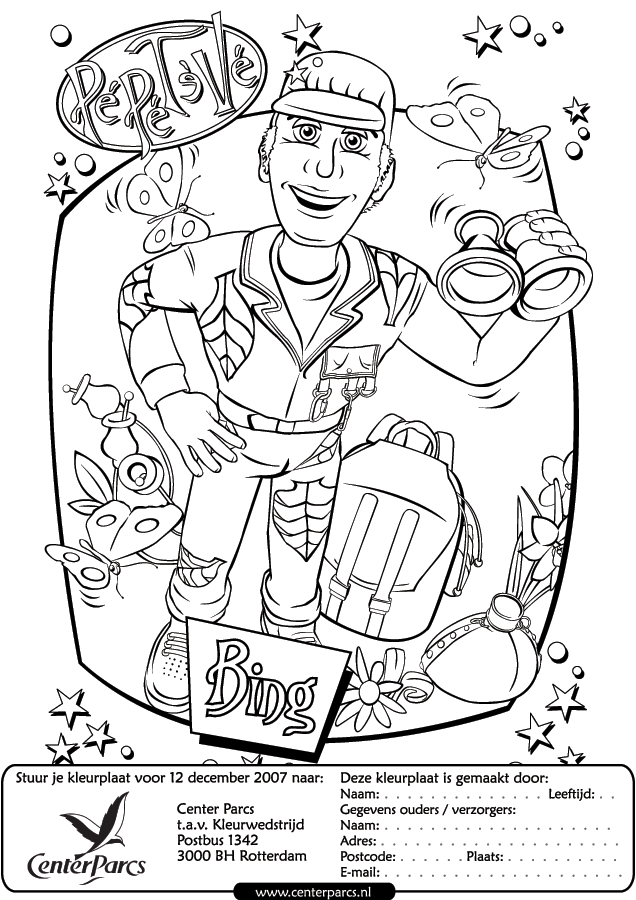 Parcs Kleurwedstrijd Bestelcode Sketch Coloring Page
